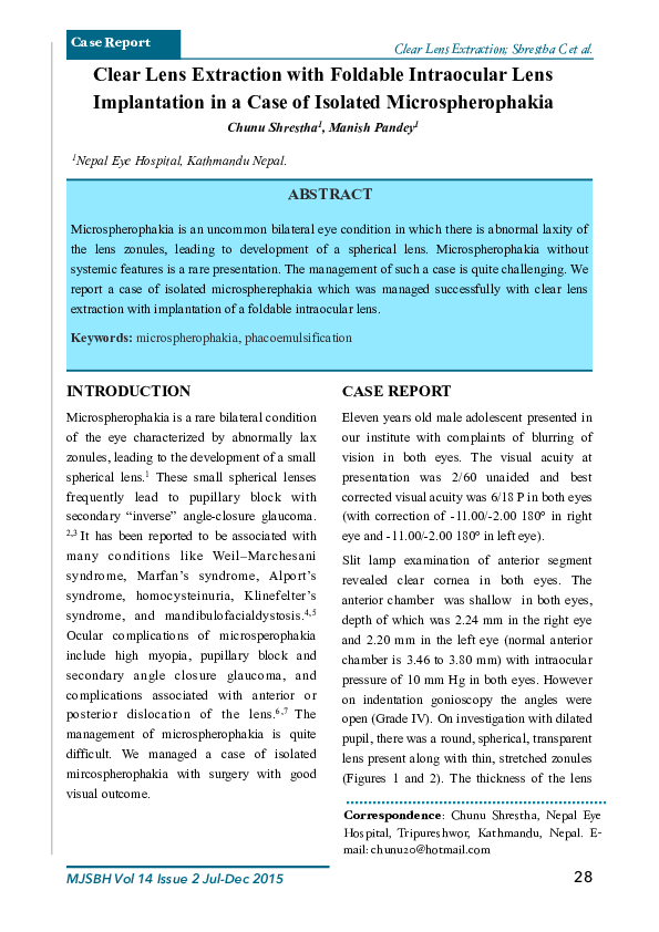 (PDF) Clear Lens Extraction with Foldable Intraocular Lens Implantation ...