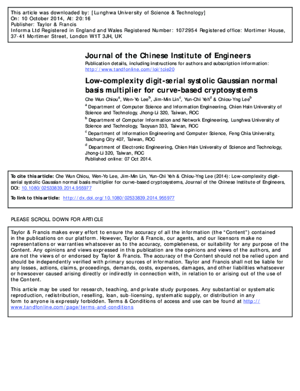 Pdf Low Complexity Digit Serial Systolic Gaussian Normal Basis Multiplier For Curve Based