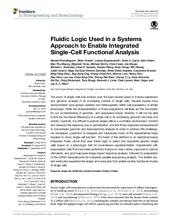 (PDF) Fluidic Logic Used in a Systems Approach to Enable Integrated ...