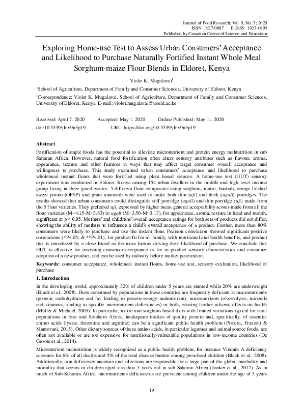 (PDF) Exploring Home-use Test to Assess Urban Consumers’ Acceptance and ...