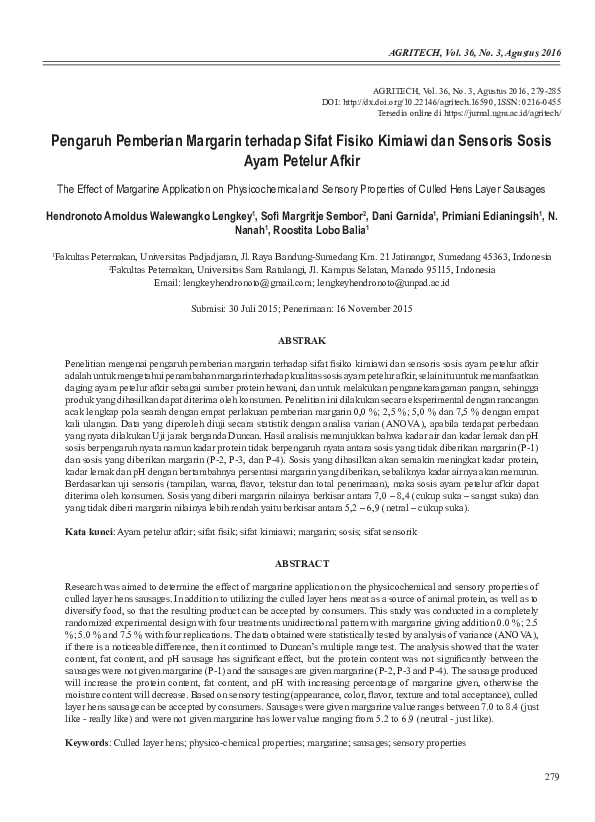 (PDF) Pengaruh Pemberian Margarin terhadap Sifat Fisiko Kimiawi dan ...