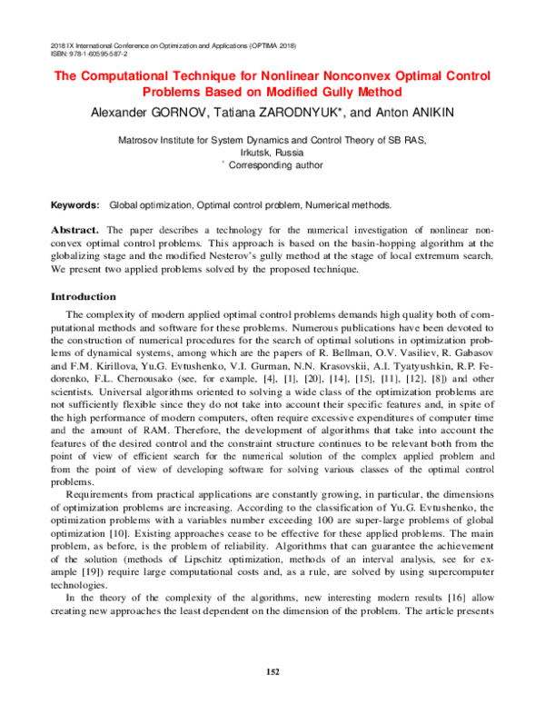 Pdf The Computational Technique For Nonlinear Nonconvex Optimal Control Problems Based On