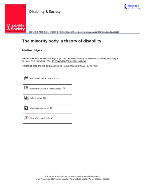 (PDF) The minority body: a theory of disability