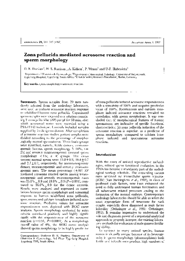 (PDF) Zona pellucida mediated acrosome reaction and sperm morphology