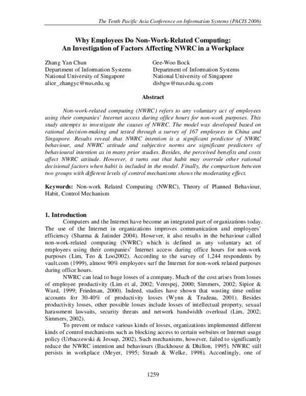 (PDF) Why Employees Do Non-Work-Related Computing: An Investigation of ...