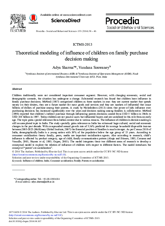 (PDF) Theoretical Modeling of Influence of Children on Family Purchase ...