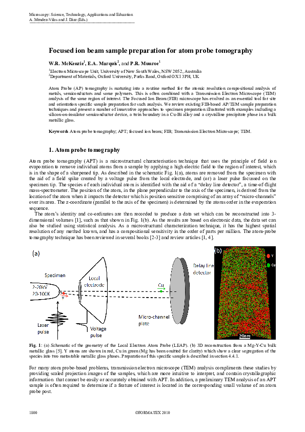(PDF) Focused ion beam sample preparation for atom probe tomography