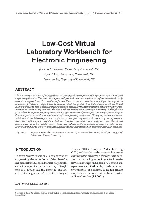 (PDF) Low-Cost Virtual Laboratory Workbench for Electronic Engineering
