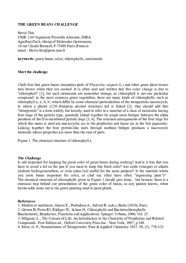(PDF) The green beans challenge