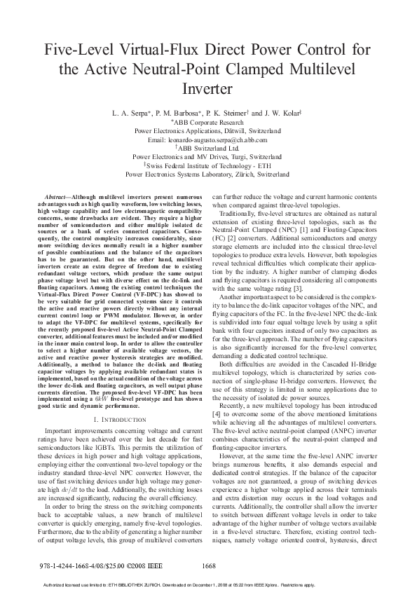 (PDF) Five-level virtual-flux direct power control for the active ...