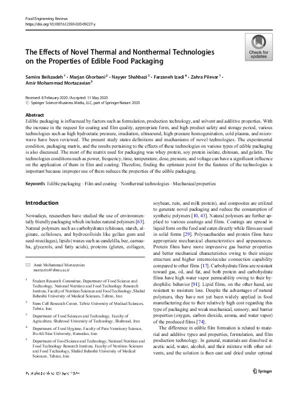 (PDF) The Effects of Novel Thermal and Nonthermal Technologies on the ... (PDF) The Effects of Novel Thermal and Nonthermal Technologies on the ...