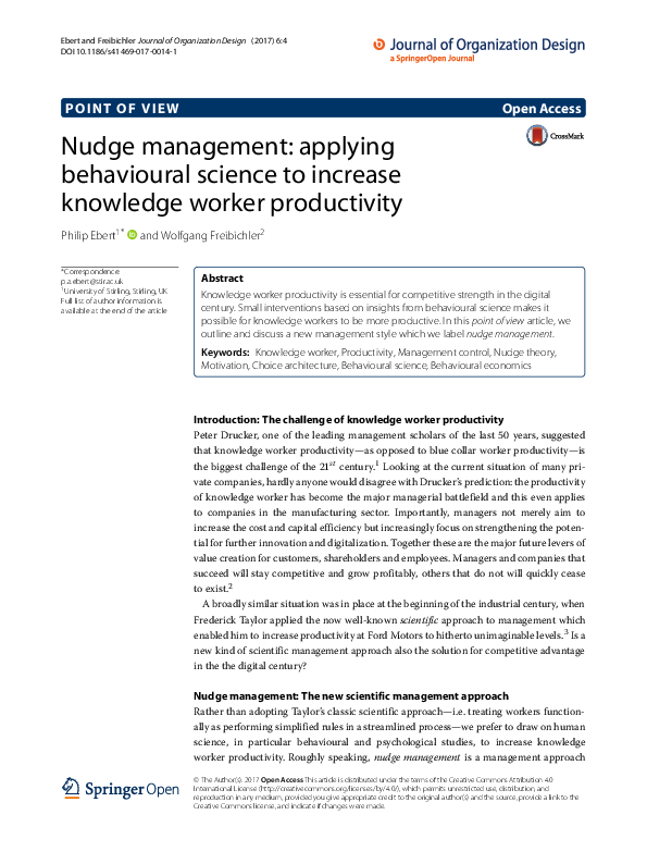 (PDF) Nudge management: applying behavioural science to increase ...