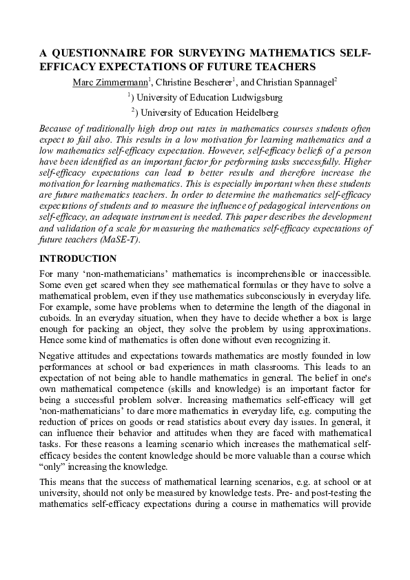 (PDF) A Questionnaire for Surveying Mathematics Self-Efficacy ...