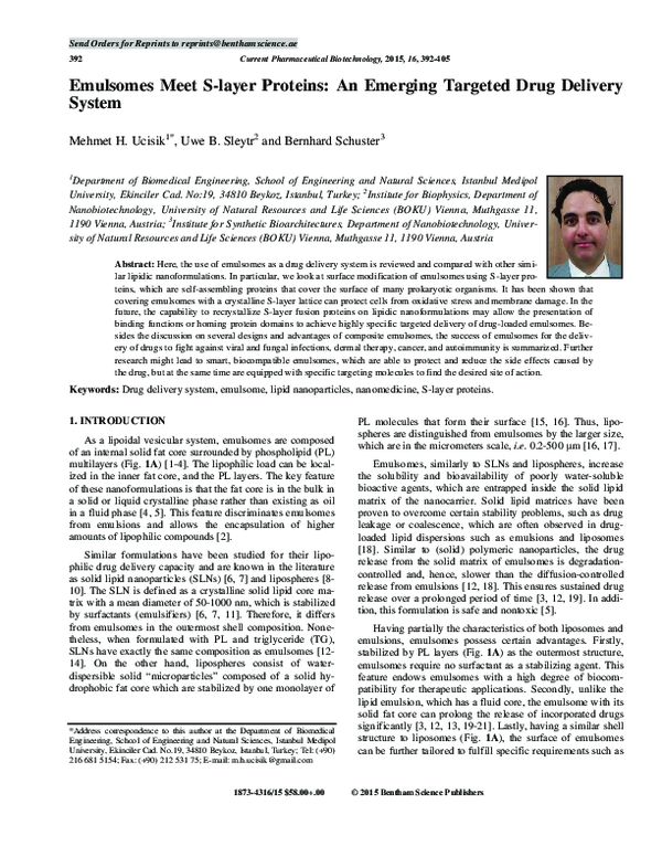 (PDF) Emulsomes Meet S-layer Proteins: An Emerging Targeted Drug ...