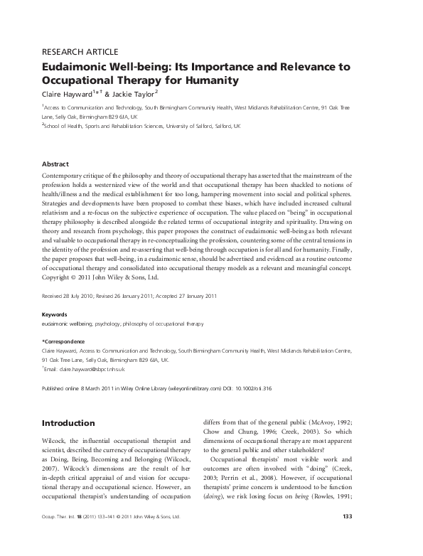 (PDF) Eudaimonic Well-being: Its Importance and Relevance to ...