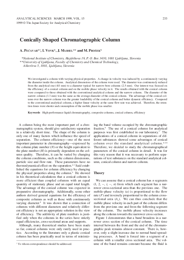 (PDF) Conically Shaped Chromatographic Column