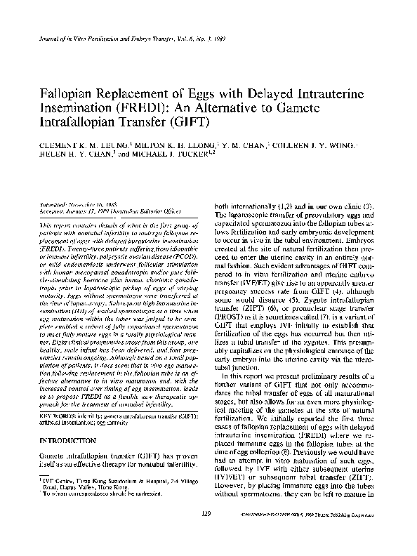 (PDF) Fallopian replacement of eggs with delayed intrauterine ...