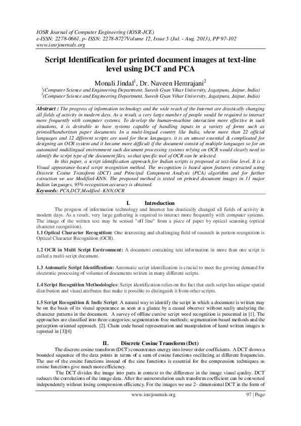 Pdf Script Identification For Printed Document Images At Text Line