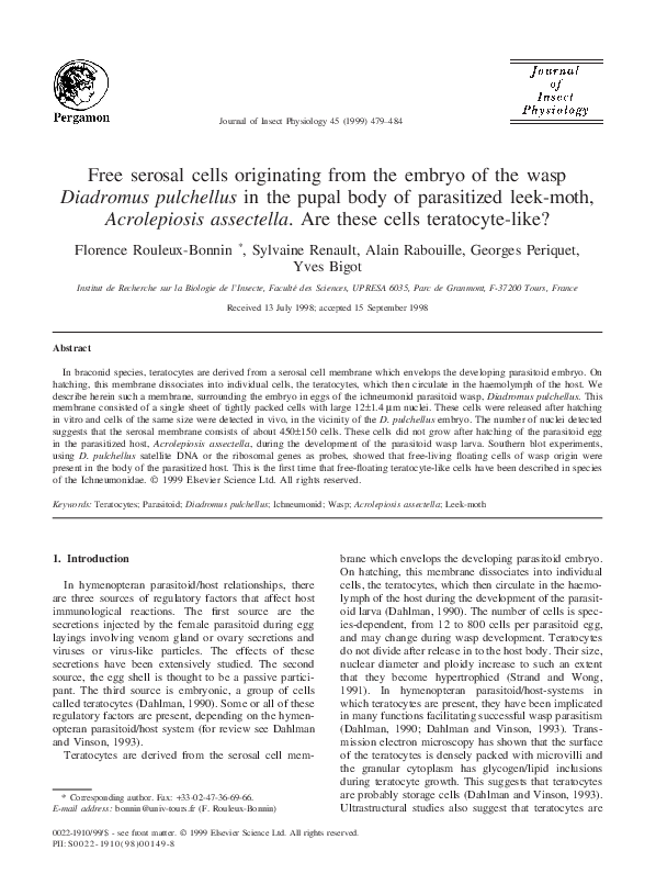 (PDF) Free serosal cells originating from the embryo of the wasp ...