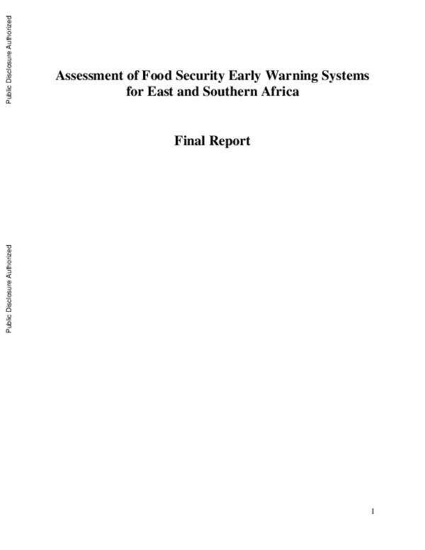 (PDF) Assessment of Food Security Early Warning Systems for East and ...