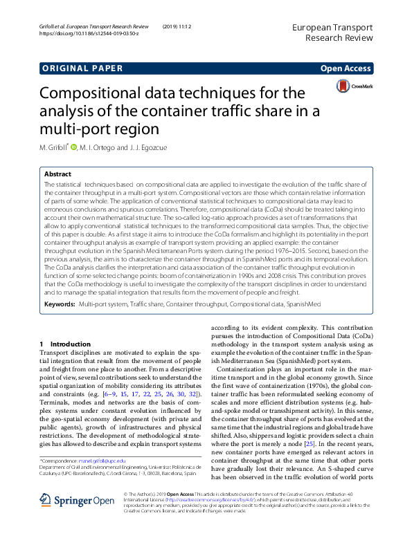 (PDF) Compositional data techniques for the analysis of the container traffic share in a multi ...