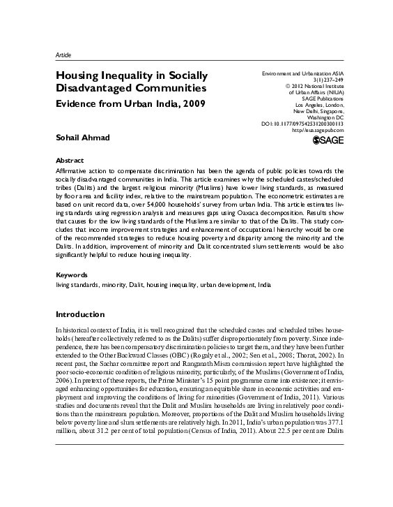 (PDF) Housing Inequality in Socially Disadvantaged Communities ...