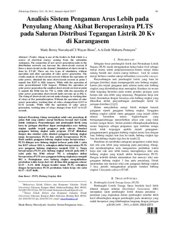 (PDF) Analisis Sistem Pengaman Arus Lebih Pada Penyulang Abang Dengan ...