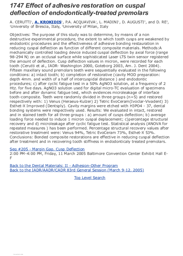 (PDF) Effect of adhesive restoration on cuspal deflection of ...