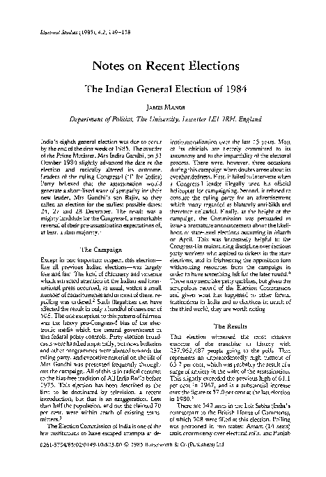 (PDF) The Indian general election of 1984