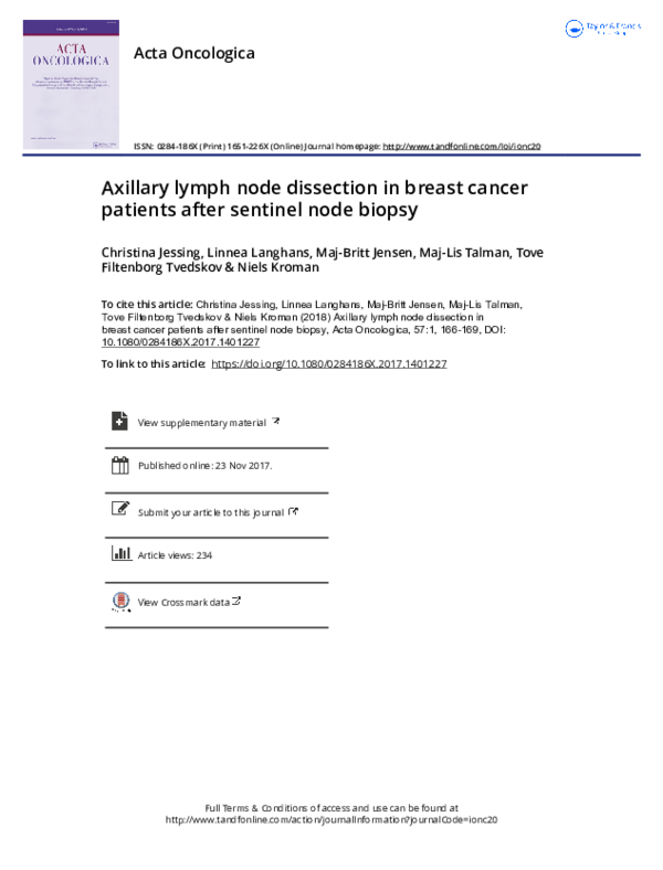 (PDF) Axillary Lymph Node Dissection in Breast Cancer: Current Status ...