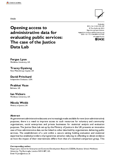 (PDF) Opening access to administrative data for evaluating public ...