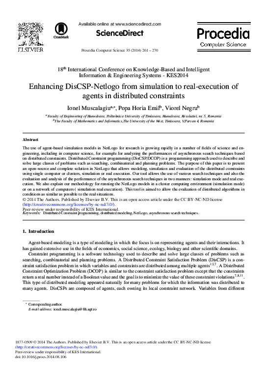 (PDF) Enhancing DisCSP-Netlogo from Simulation to Real-execution of Agents in Distributed ...