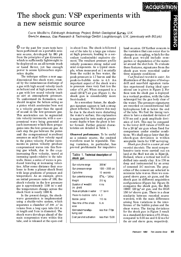 (PDF) The shock gun: VSP experiments with a new seismic source
