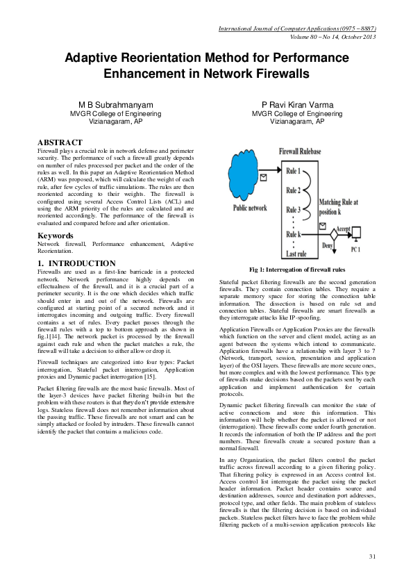 (PDF) Adaptive Reorientation Method for Performance Enhancement in Network Firewalls | Dr. Ravi ...