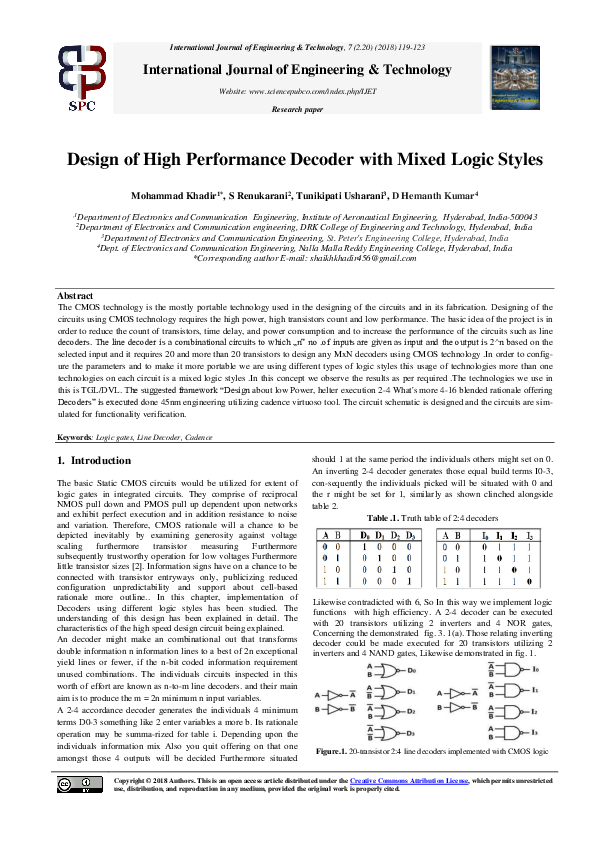 (PDF) Design of High Performance Decoder with Mixed Logic Styles