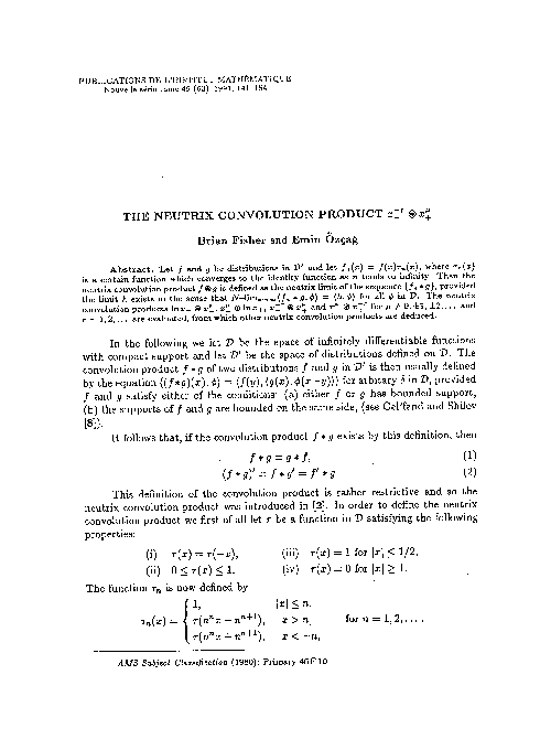 (PDF) The neutrix convolution product