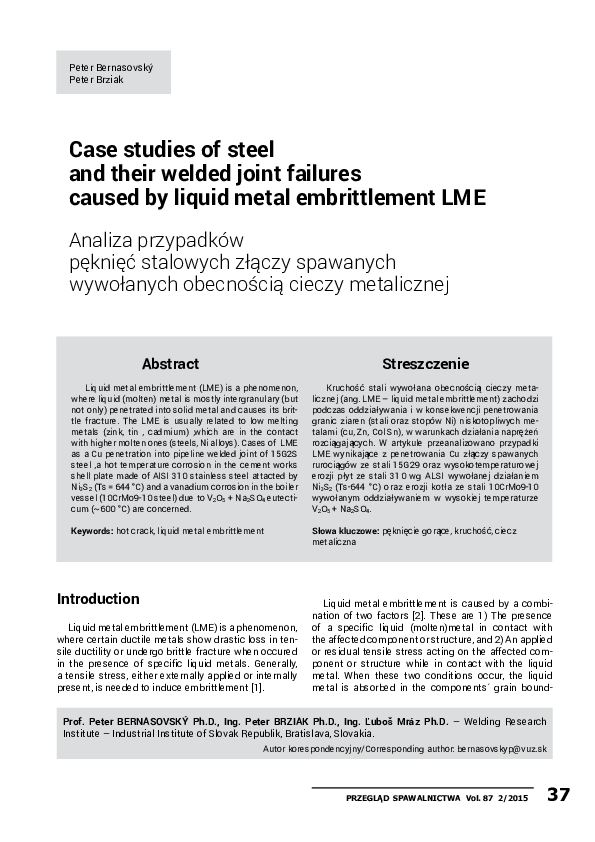 (PDF) Case studies of steel and their welded joint failures caused by ...