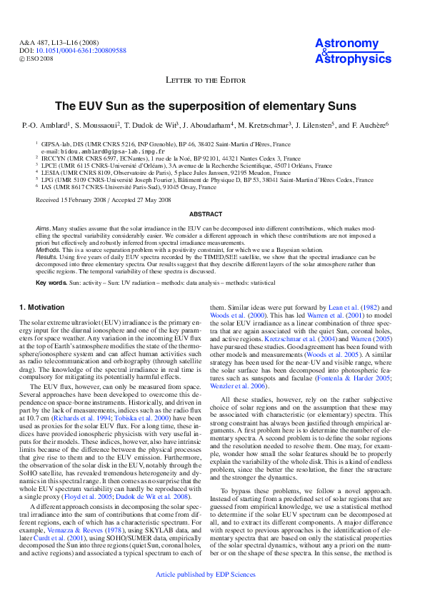 (PDF) The EUV Sun as the superposition of elementary Suns