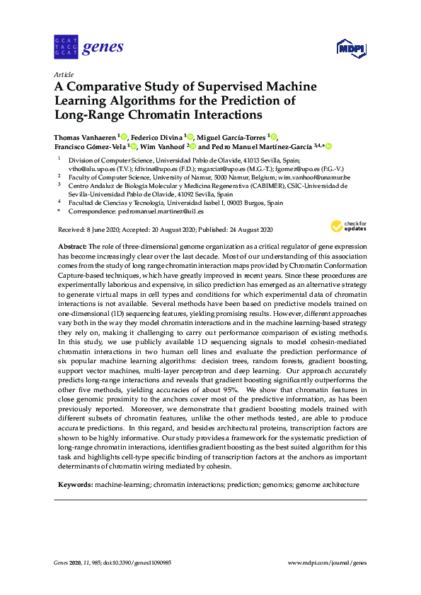 (PDF) Comparative Study of ML for Chromatin Prediction