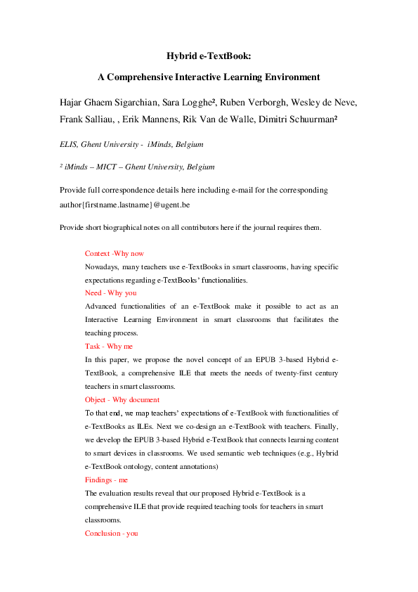 (PDF) Hybrid e-TextBooks as comprehensive interactive learning environments
