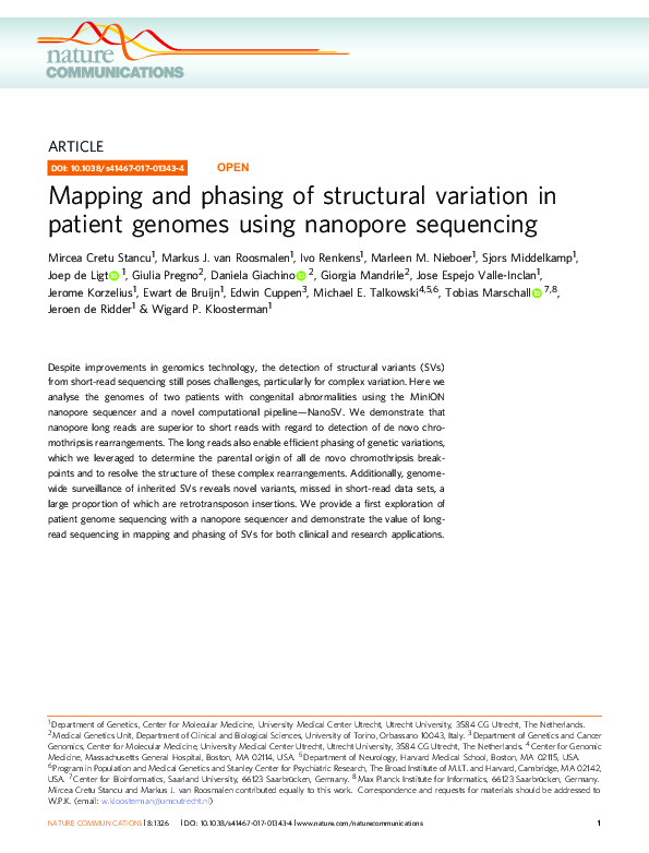 (PDF) Mapping And Phasing Of Structural Variation In Patient Genomes Using Nanopore Sequencing