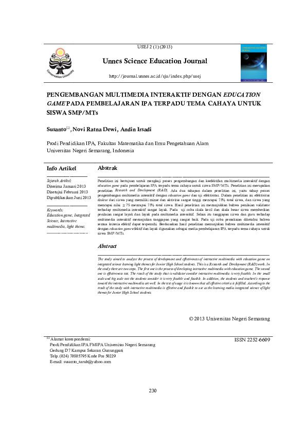 (PDF) PENGEMBANGAN MULTIMEDIA INTERAKTIF DENGAN EDUCATION GAME PADA PEMBELAJARAN IPA TERPADU ...