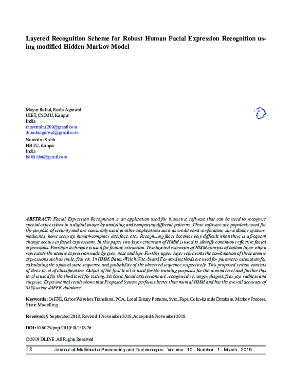 (PDF) Layered Recognition Scheme for Robust Human Facial Expression Recognition using modified ...