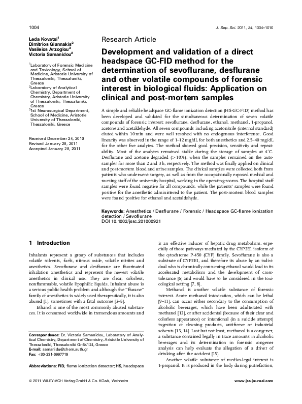 (PDF) Development and validation of a direct headspace GC-FID method for the determination of ...