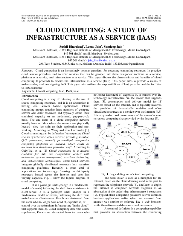 (PDF) Cloud computing: A study of infrastructure as a service (IAAS ...