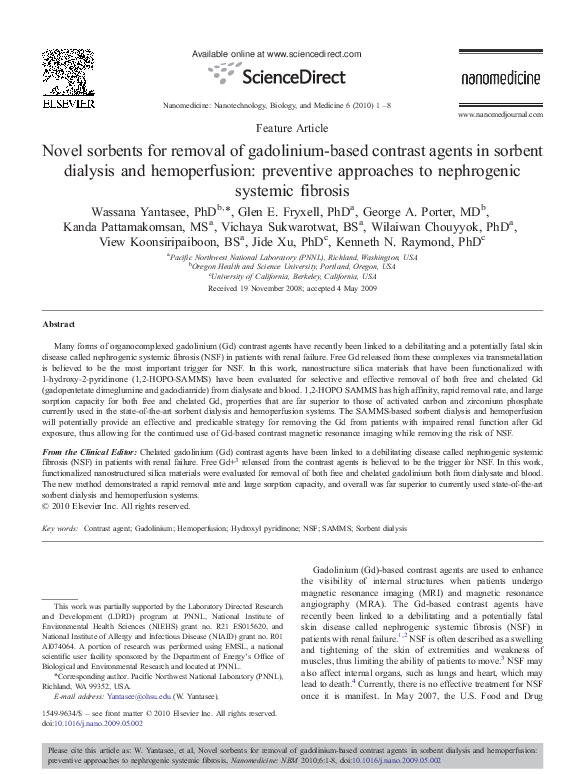 (PDF) Novel sorbents for removal of gadolinium-based contrast agents in ...