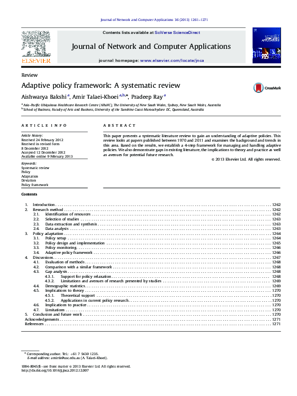 (PDF) Adaptive policy framework: A systematic review