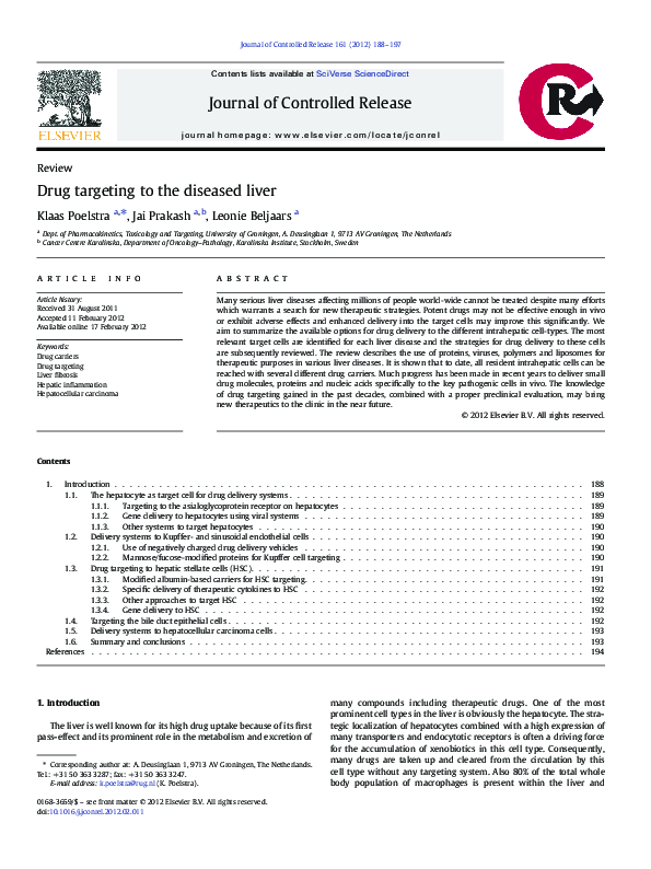 (PDF) Drug targeting to the diseased liver