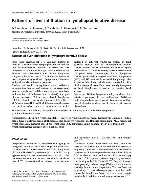 (PDF) Patterns of liver infiltration in lymphoproliferative disease