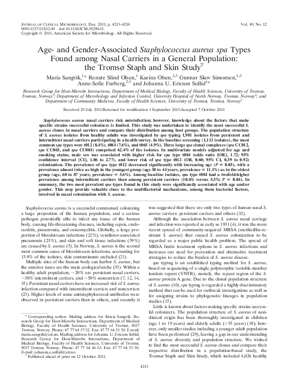(PDF) Age- and Gender-Associated Staphylococcus aureus spa Types Found ...